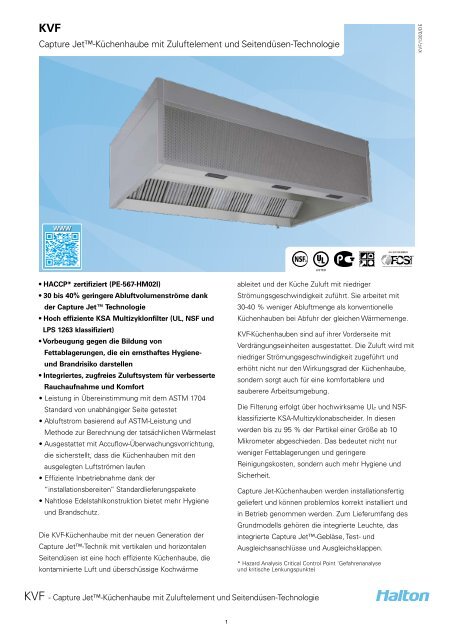 KVF Capture Jet™ Canopy with Supply Air and Side-Jet ... - Halton