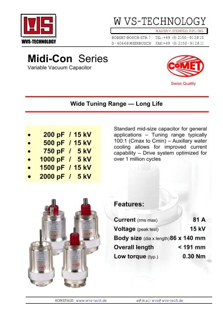 MONOCON – Series Variable Vacuum Capacitor - wvs