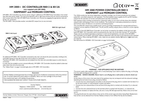 HM 2000 POWER CONTROLLER R8012 HAMMANT and ... - Hornby