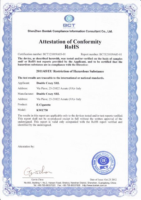 Attestation of Conformity - Lostracciaprezzi