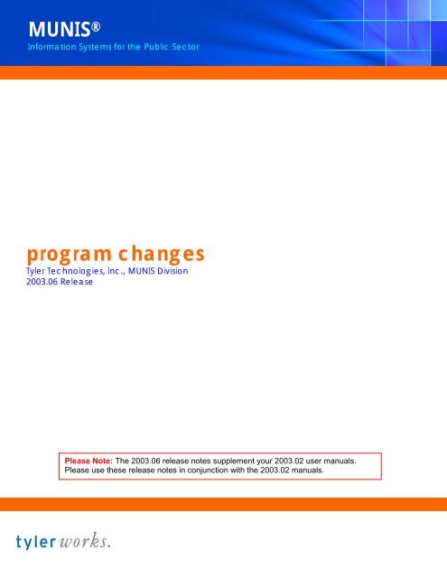 program changes MUNIS®