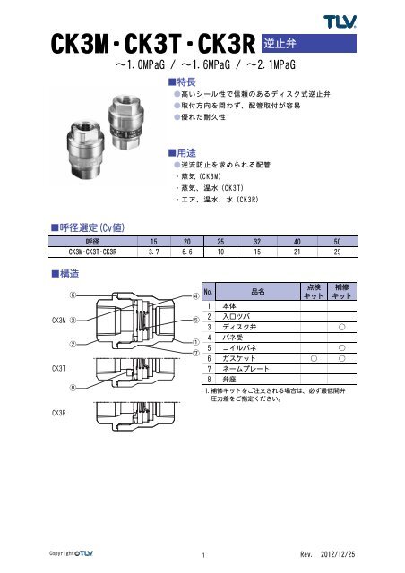 CK3M・CK3T・CK3R - TLV