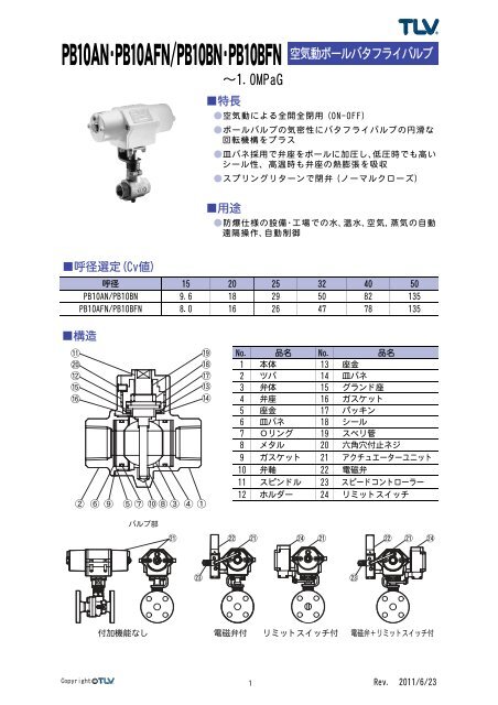 PB10シリーズ - TLV