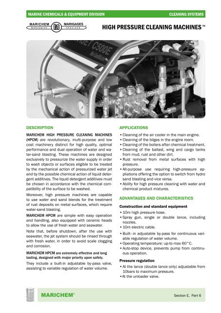 high pressure cleaning machines tm - marichem - marigases ...