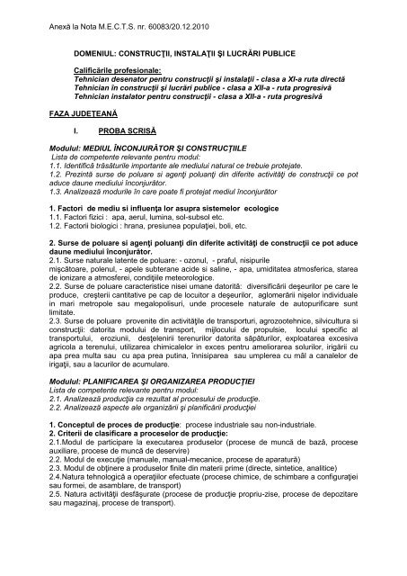 programa olimpiada constructii instalatii lucrari publice cls. xi ruta ...