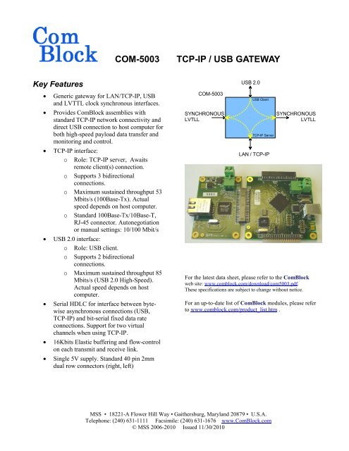 COM-5003 TCP-IP / USB Gateway - ComBlock