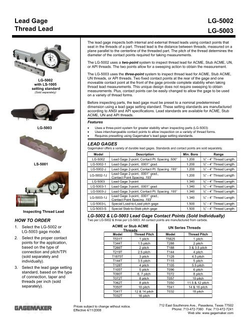 Functional Roll Gages for Tapered Threads - Gagemaker