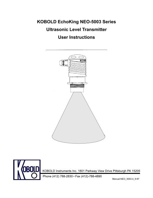 KOBOLD EchoKing NEO-5003 Series Ultrasonic Level Transmitter ...