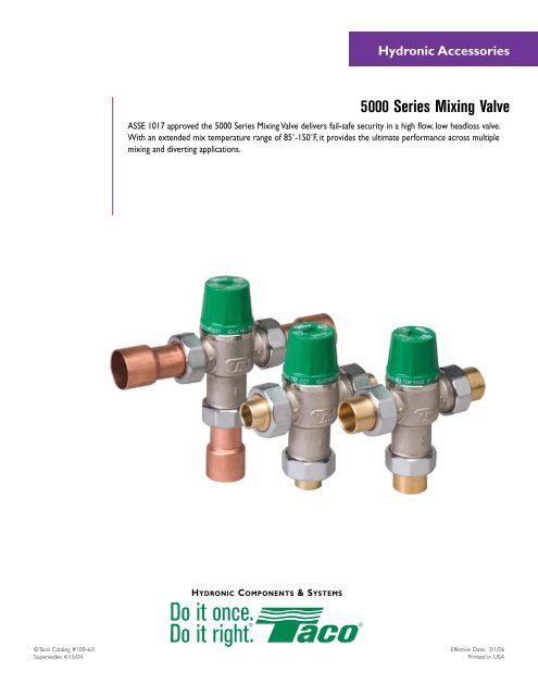 5000 Series Mixing Valve - Taco-Hvac