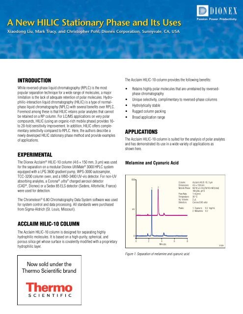 A New HILIC Stationary Phase and Its Use - Dionex