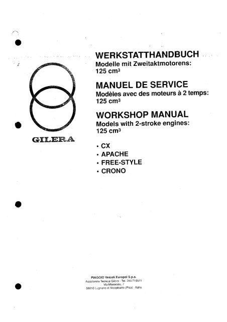 Workshop Manual Gilera CX, Crono, Apache, Freestyle - Carl Salter