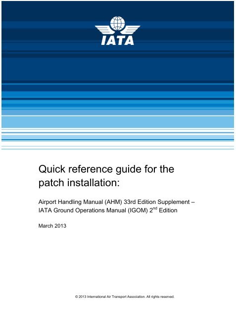 AHM 33rd Ed. Quick reference patch installment guide (PDF) - IATA
