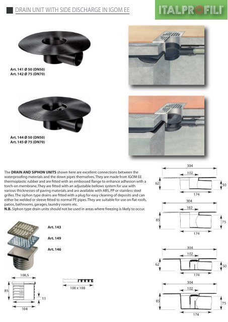 DRAIN UNIT WITH SIDE DISCHARGE IN IGOM EE