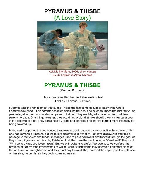 PYRAMUS & THISBE (A Love Story) PYRAMUS ... - Plainfield Schools