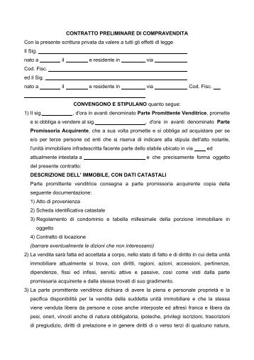 Modello contratto preliminare di compravendita - FormaRealEstate