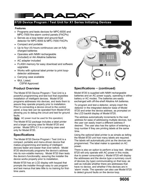 8720 Device Program / Test Unit for X1 Series Initiating Devices ...