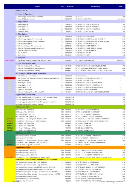 EFI Proofingsolutions EFI Colorproof XF XF Server Configurations ...