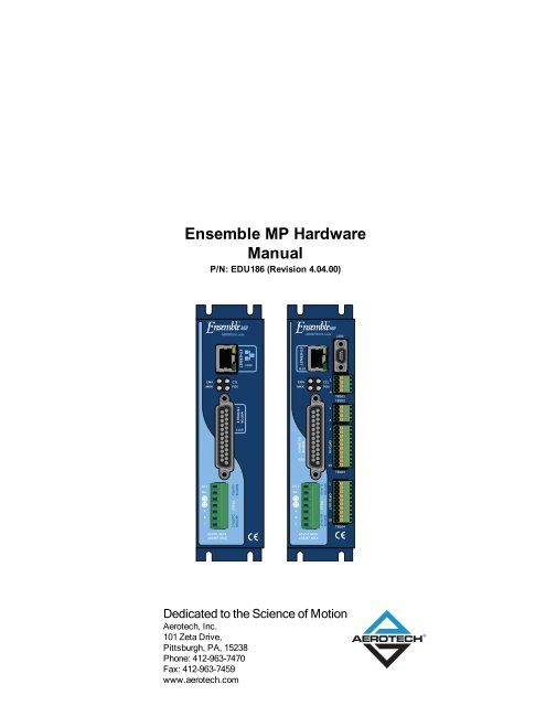 Ensemble MP Hardware Manual - Motion Control Clearance Items