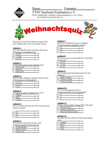 Weihnachtsquiz Fr Senioren