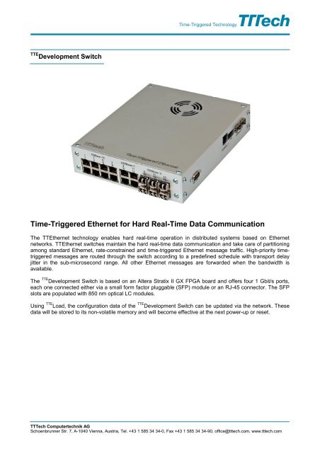Time-Triggered Ethernet for Hard Real-Time Data Communication