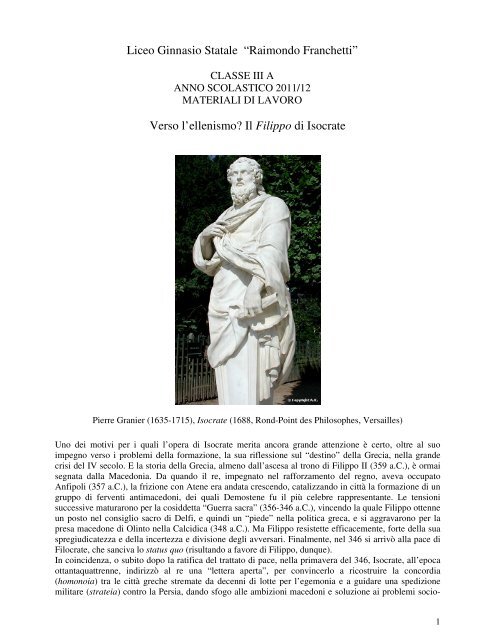 Verso l'ellenismo? Il Filippo di Isocrate - Raimondo Franchetti