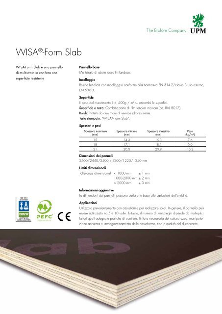 WISA®-Form Slab - WISA® plywood and veneer