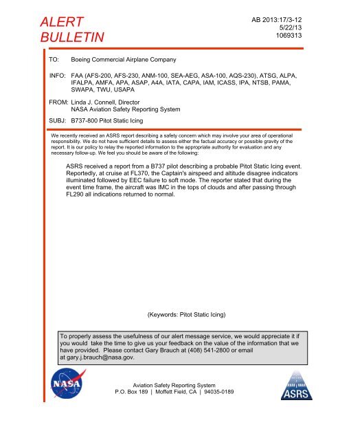 B737-800 Pitot Static Icing - AMFA