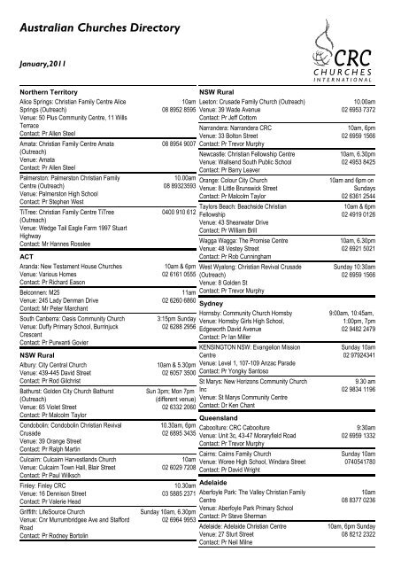 Australian Churches Directory - Christian Family Centre