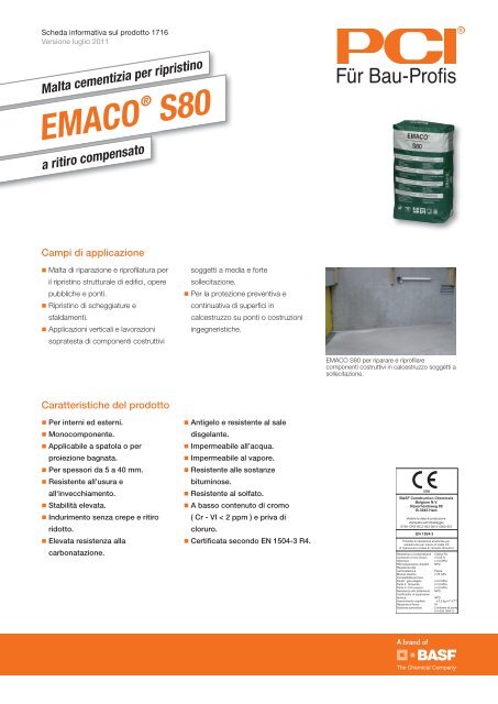 Malta cementizia per ripristino EMACO ® S80 - PCI-Augsburg GmbH