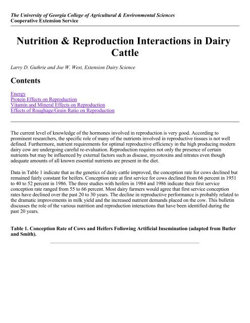 Nutrition & Reproduction Interactions in Dairy Cattle - AHDairy.com