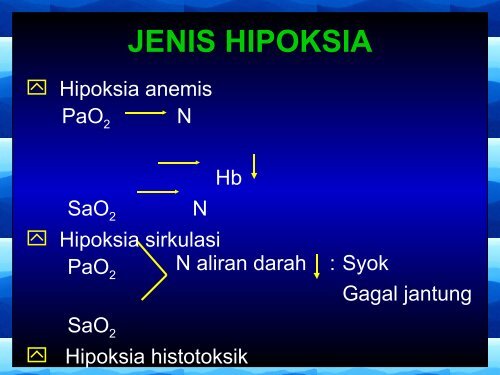 Hipoksia anemis PaO 2 N S