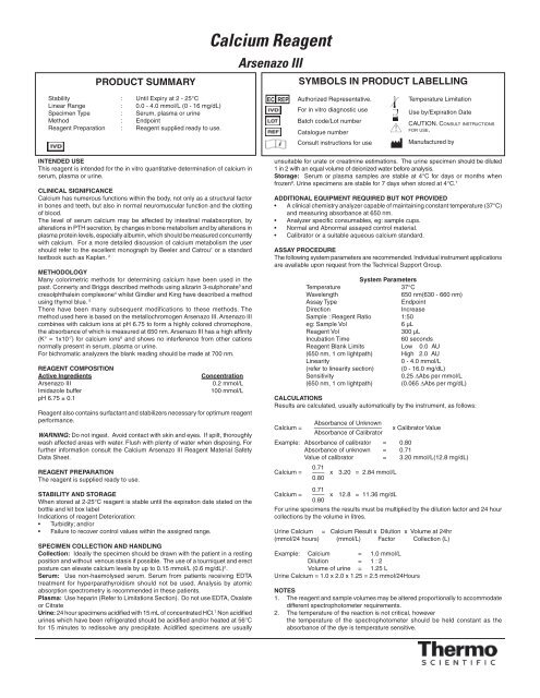 Calcium Reagent - Fisher Scientific