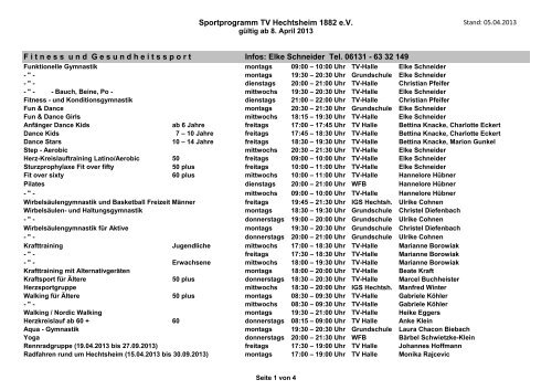 Sportprogramm TV Hechtsheim 1882 e.V. F i t n e s s u n d G ...