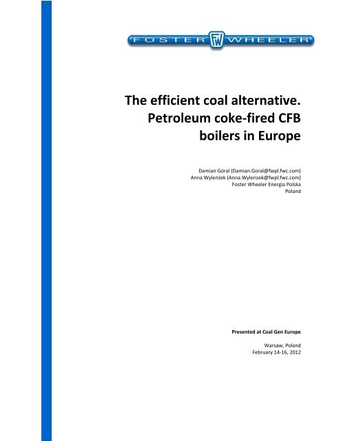 The efficient coal alternative. Petroleum coke‐fired CFB boilers in Europe