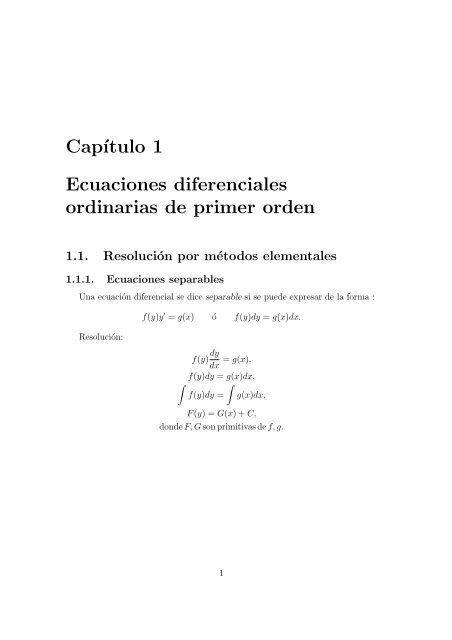 Cap´ıtulo 1 Ecuaciones diferenciales ordinarias de primer orden