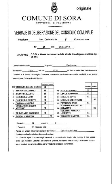 Del - Comune di Sora
