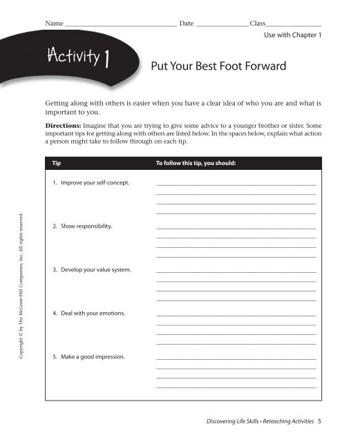 Chapter 1 - Reteaching Activities