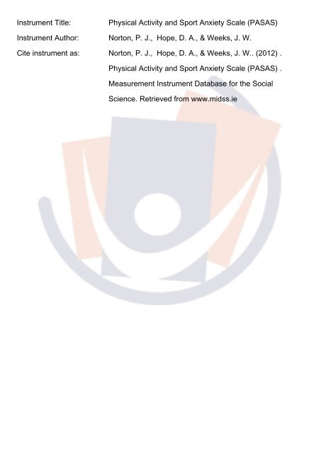 Physical Activity and Sport Anxiety Scale - Measurement Instrument ...