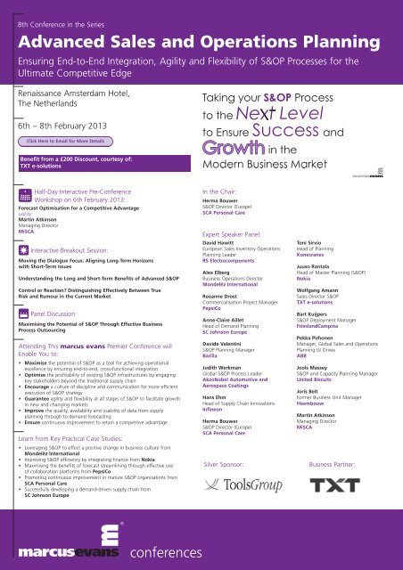 Advanced Sales and Operations Planning - TXT e-solutions