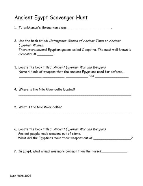 Ancient Egypt Scavenger Hunt - Blue Sky Broadcast