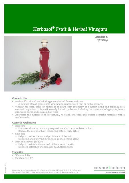 Herbasol Fruit & Herbal Vinegars Fruit & Herbal Vinegars