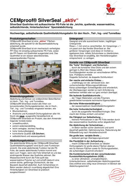 CEMproof SilverSeal aktiv - WENZLER Bausysteme