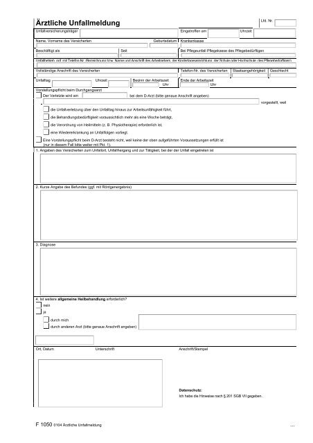 Ärztliche Unfallmeldung