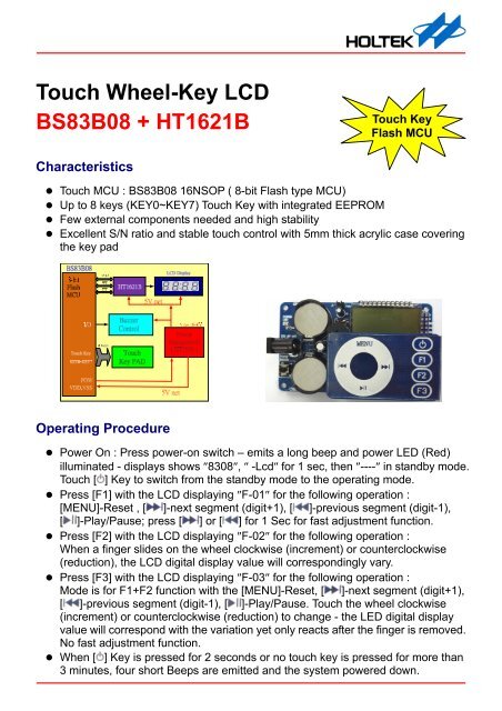 Touch Wheel-Key LCD BS83B08 + HT1621B - Holtek
