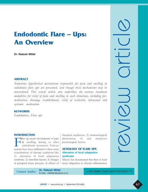Endodontic Flare – Ups: An Overview - Johcd.org