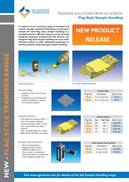 Flag Style Sample Handling - VG Scienta