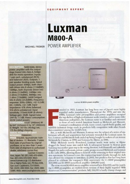 LUXMAN M-800A - test (EN)