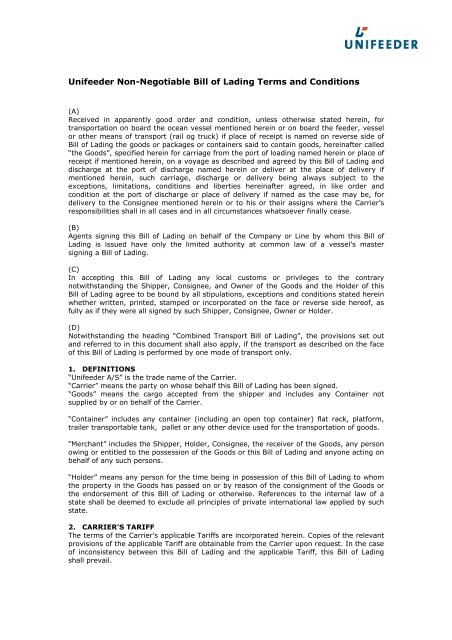 Unifeeder Non Negotiable Bill Of Lading Terms And Conditions unifeeder-non-negotiable-bill-of-lading-terms-and-conditions