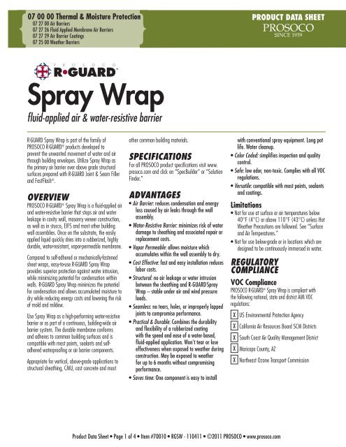R-GUARD Spray Wrap - PROSOCO, Inc.