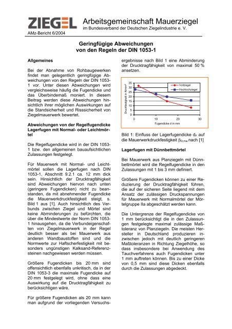 Geringfügige Abweichungen von den Regeln der DIN 1053-1 - Unipor